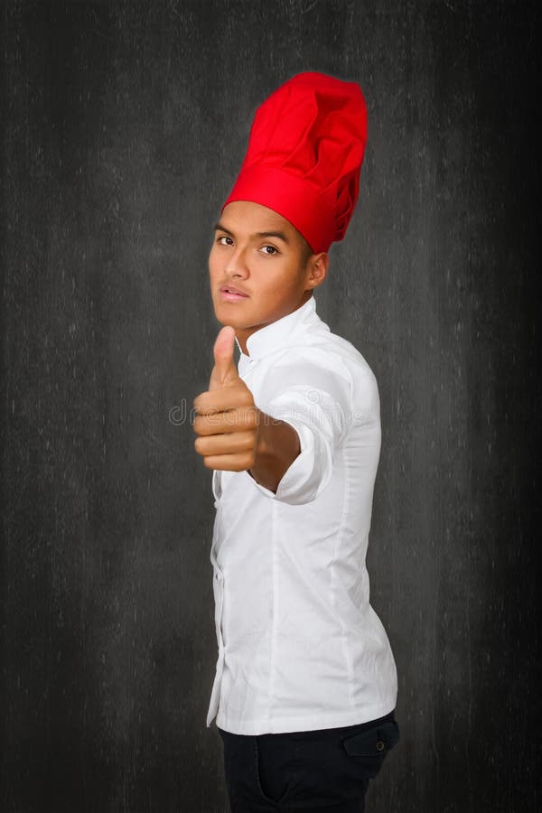 Chef thumbs up stock photo. Image of black, studio, food - 36765266