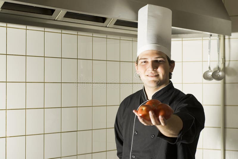 Chef with Tomatoes stock photo. Image of happiness, white - 7138722