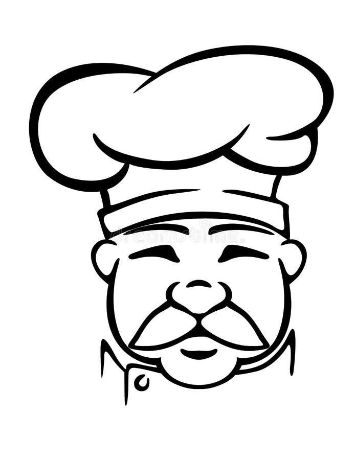Chef in Traditional Uniform Stock Vector - Illustration of outline ...