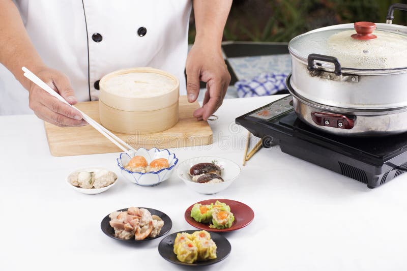 Chef Using Chopsticks Hold Chinese Dumpling Stock Image - Image of pork ...