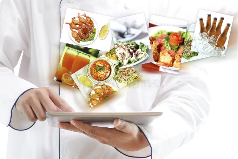 Tablet with food photo editorial photo. Image of gourmet - 36120091