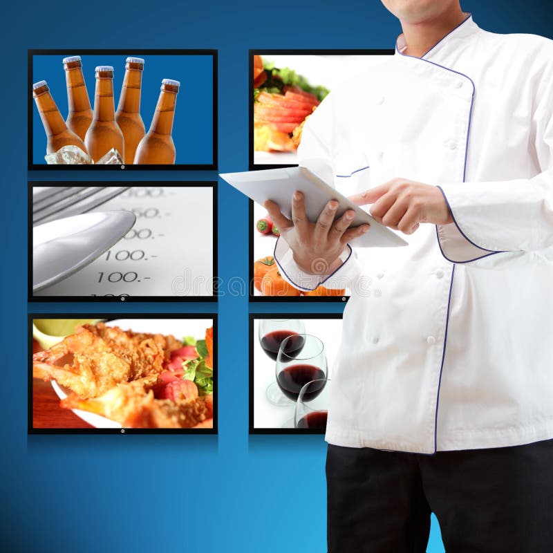 Chef using digital tablet stock image. Image of industry - 30554101