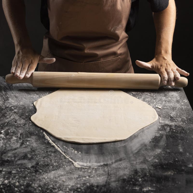 Chef Using Rolling Pin Dough. High Quality Photo Stock Photo - Image of ...