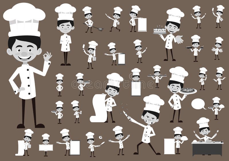 Chef Vector Illustration Design - Large Set Stock Illustration ...
