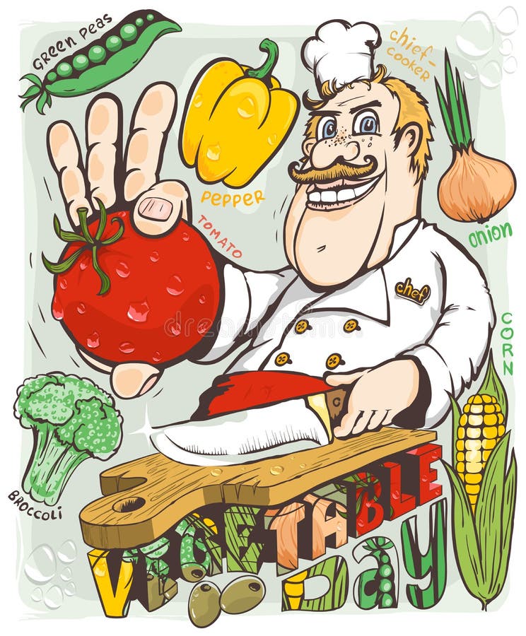 Chef vegetable day stock vector. Illustration of onion - 53478915