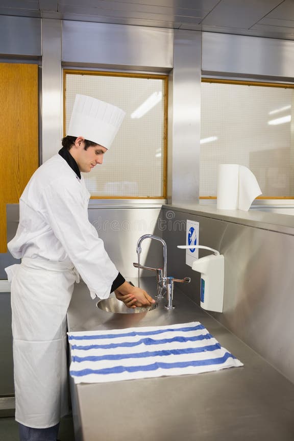 Chef washing hands stock image. Image of sink, chef, food - 31239045