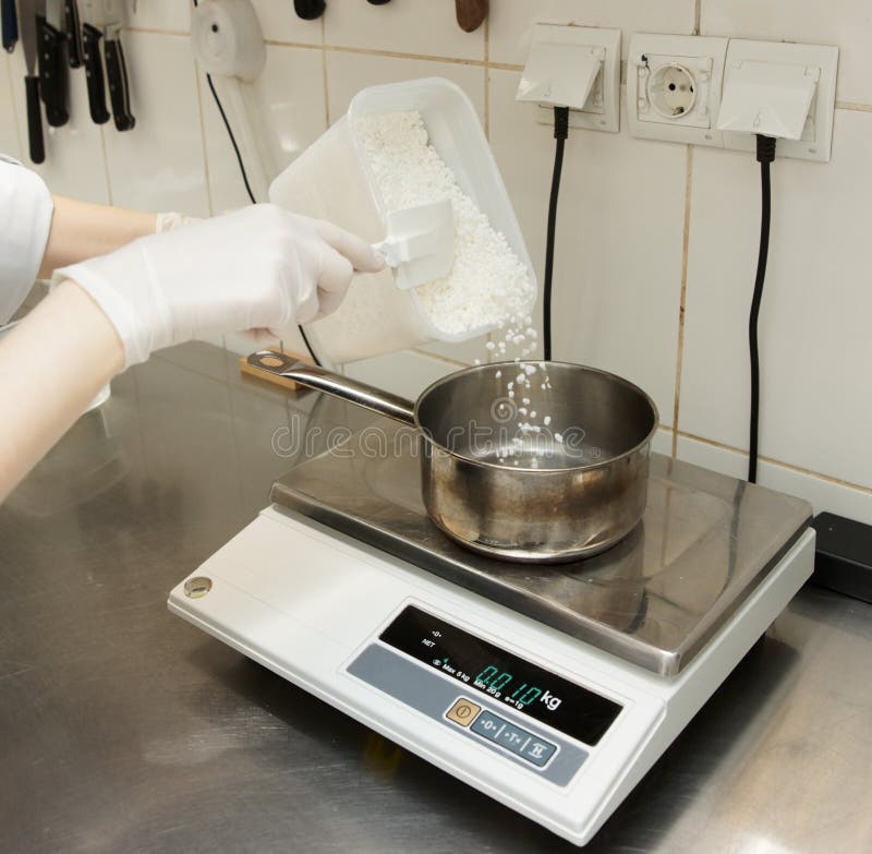 Chef is Weighing Some Ingredients Stock Photo - Image of stirring ...