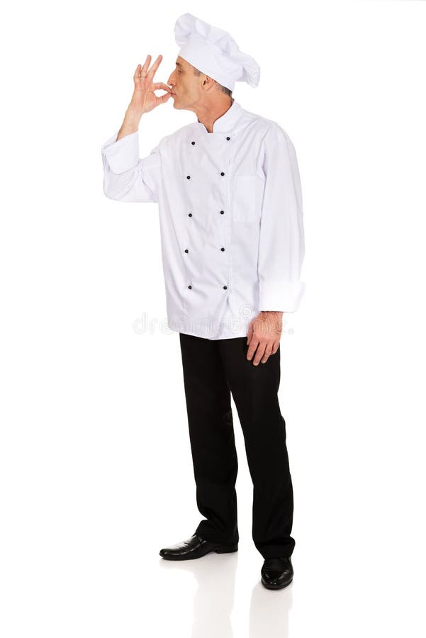 Chef in White Hat with Approval Gesture Stock Photo - Image of person ...