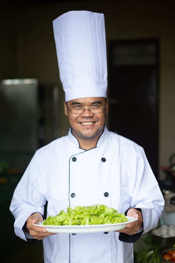Asian Chef in a Kitchen with Healthy Food Stock Image - Image of ...