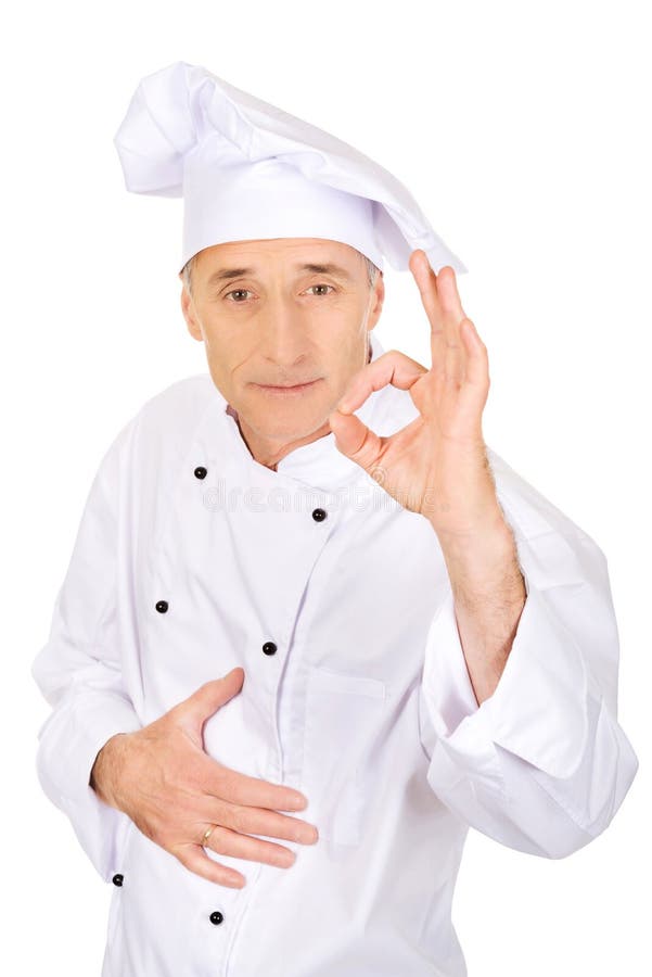 Chef in White Hat with Perfect Sign Stock Image - Image of cooker ...