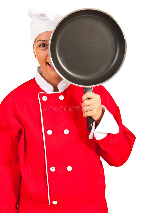 Chef man with frying pan stock image. Image of prepare - 34235849
