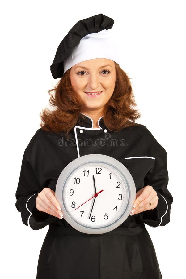 Chef with Clock Giving Thumb Up Stock Photo - Image of adult, clock ...