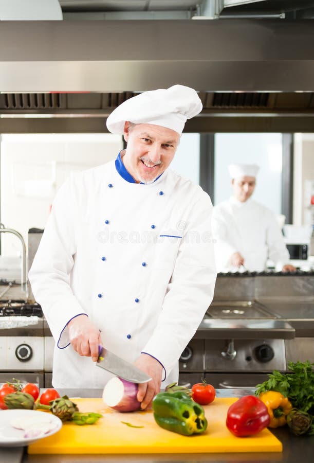 Chef at work stock photo. Image of chefs, knife, indoor - 38212570
