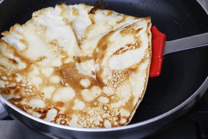 Chef at Work: How To Make a Traditional Pancakes Stock Image - Image of ...