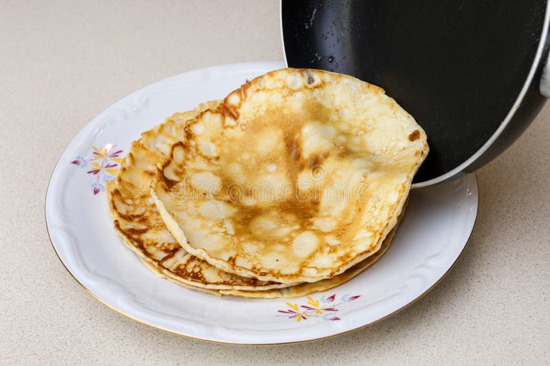 Chef at Work: How To Make a Traditional Pancakes Stock Photo - Image of ...
