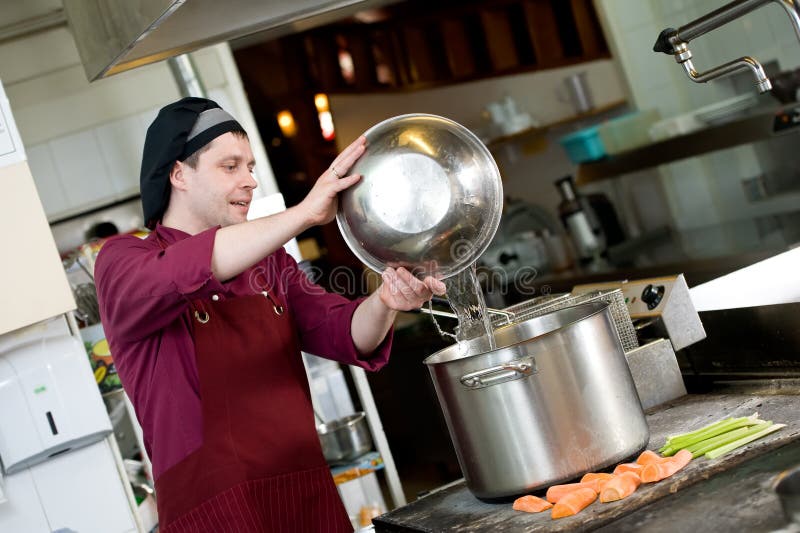 Chef at work in kitchen stock image. Image of food, cooking - 18914959