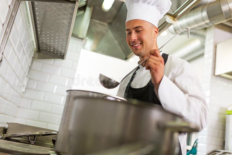Chef at work stock image. Image of dish, delicious, industrial - 95249873
