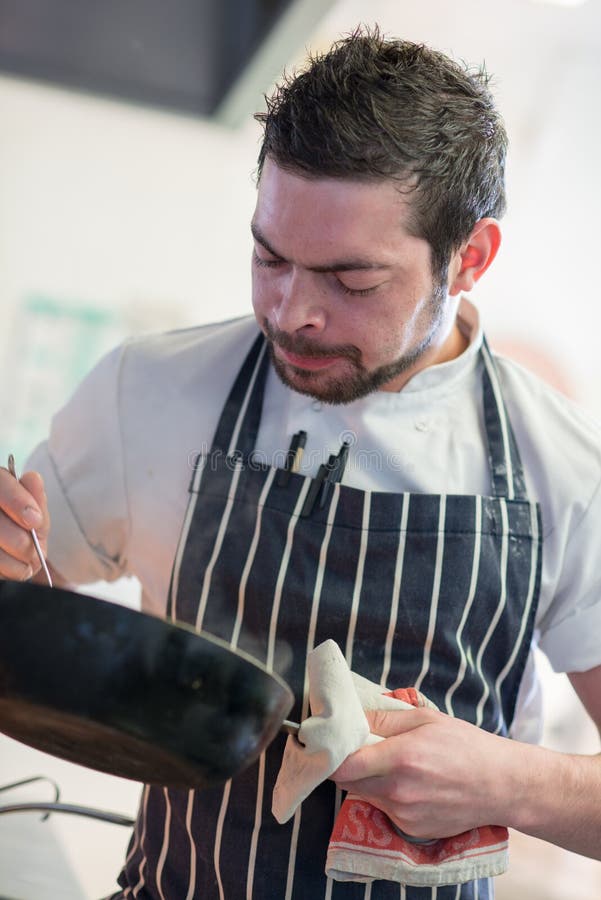 Chef at Work in a Restaurant Kitchen Stock Photo - Image of food ...
