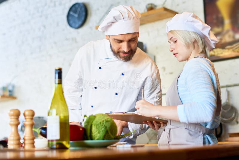 Chef Working in Cafe Kitchen Stock Image - Image of vegetarian, cafe ...