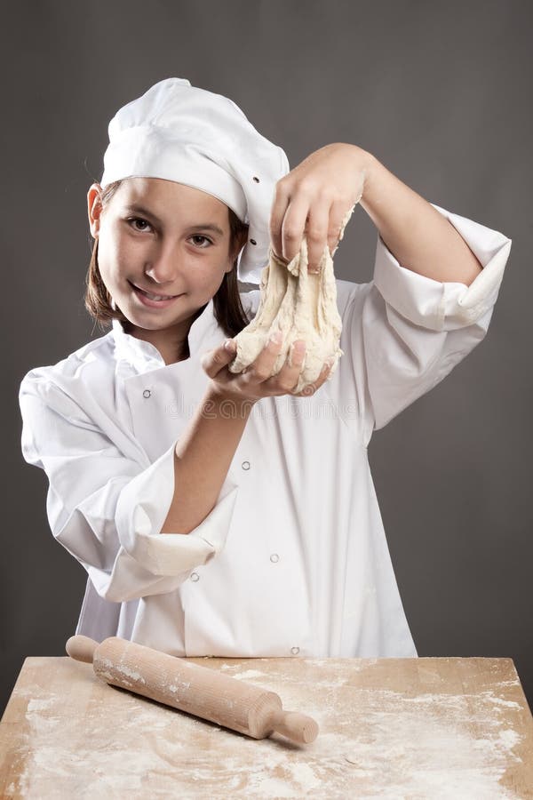 Chef working the dough stock image. Image of female, fresh - 27541555
