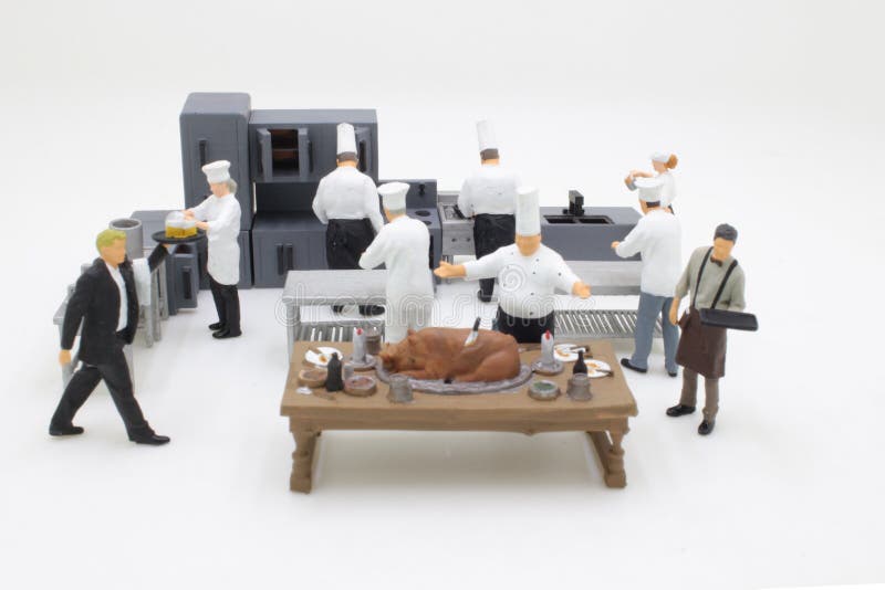A Chef Works in a Big Restaurant Kitchen with His Help Stock Image ...