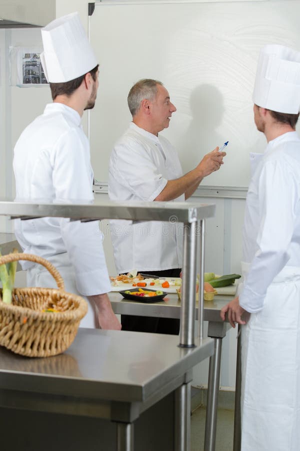 Chef Writing Recipe on Board for Apprentices Stock Image - Image of ...