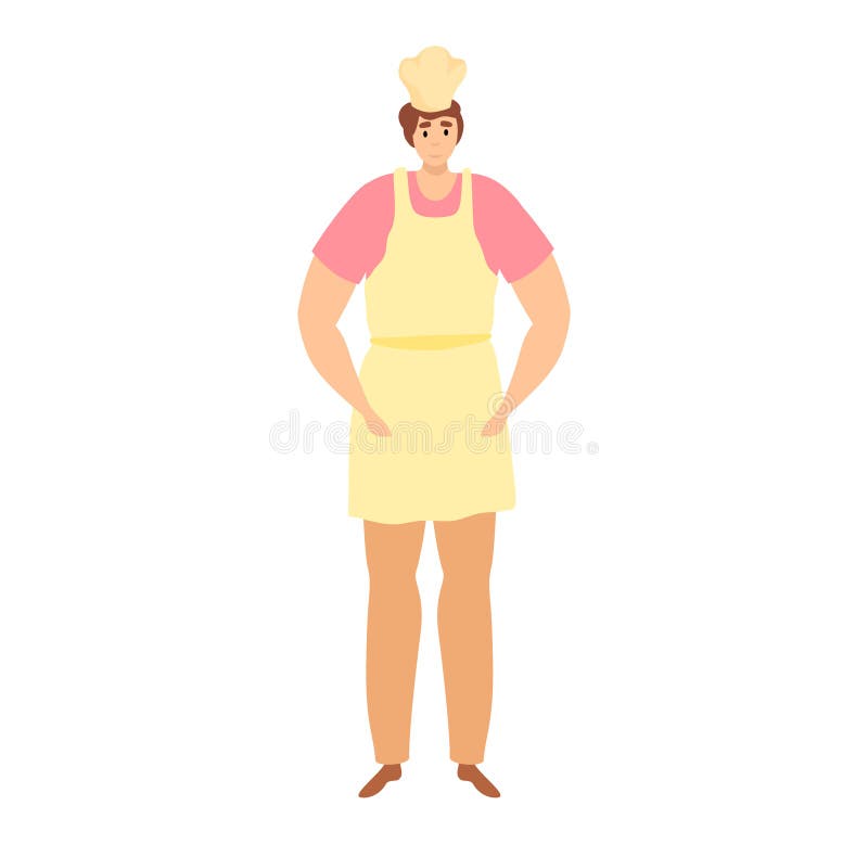 Chef Yellow Apron Hat Standing Confidently. Cartoon Cook Uniform Ready ...