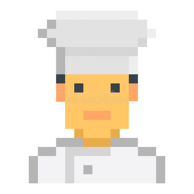 Chefc Cook Pixel Art Cartoon Retro Game Style Set Stock Vector ...