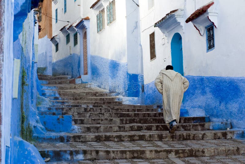 Chefchaouen blue city stock image. Image of lane, city - 19568295