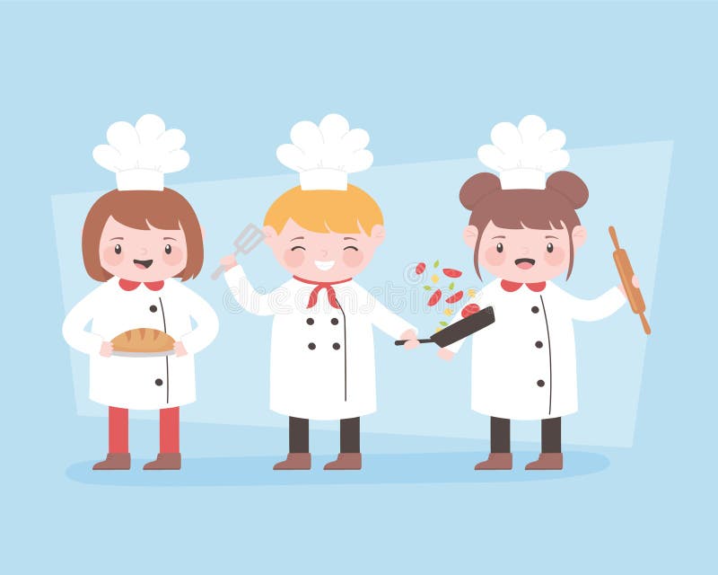 Chefs Cartoon Character with Roller Pin and Bread Stock Vector ...