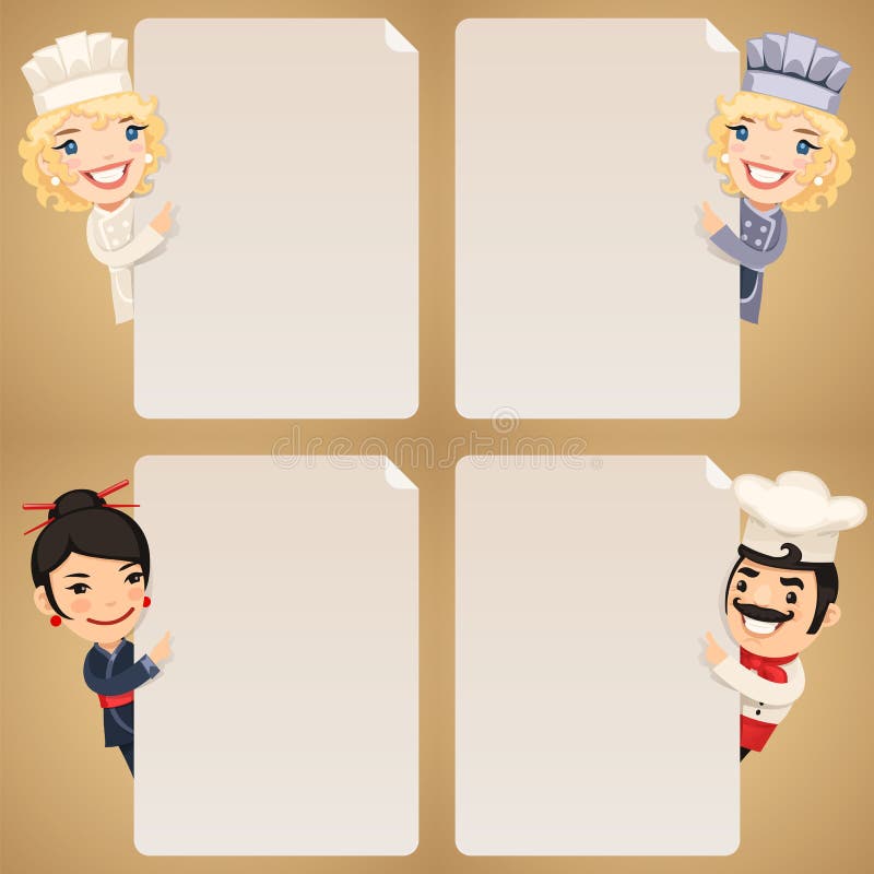 Chef Looking at Blank Menu stock vector. Illustration of cute - 38951278