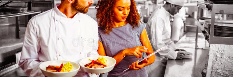Chefs Discussing Menu on Clipboard Stock Image - Image of appetizer ...