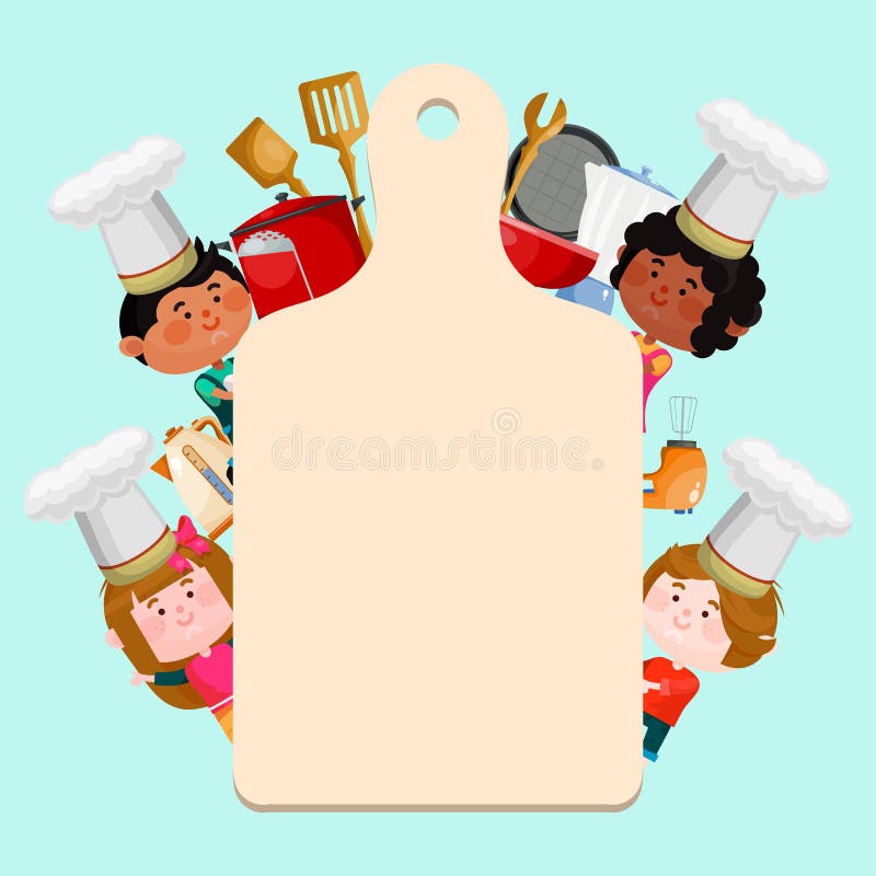 Chefs Kids Cooking Classes Template Vector Illustration. Cartoon ...