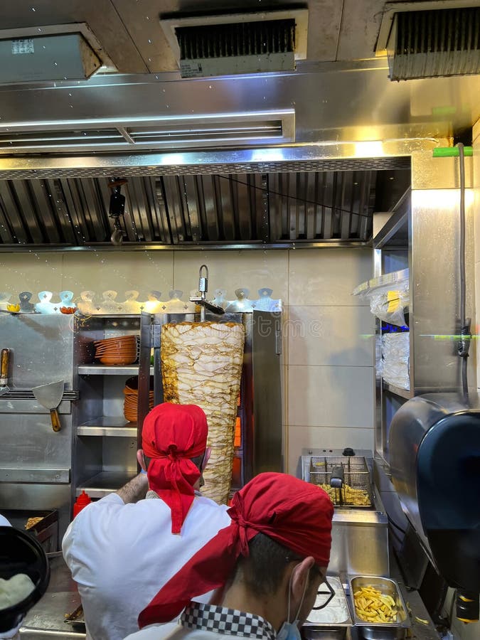 Chefs Prepare Arabic Shawarma in the Kitchen Stock Image - Image of ...