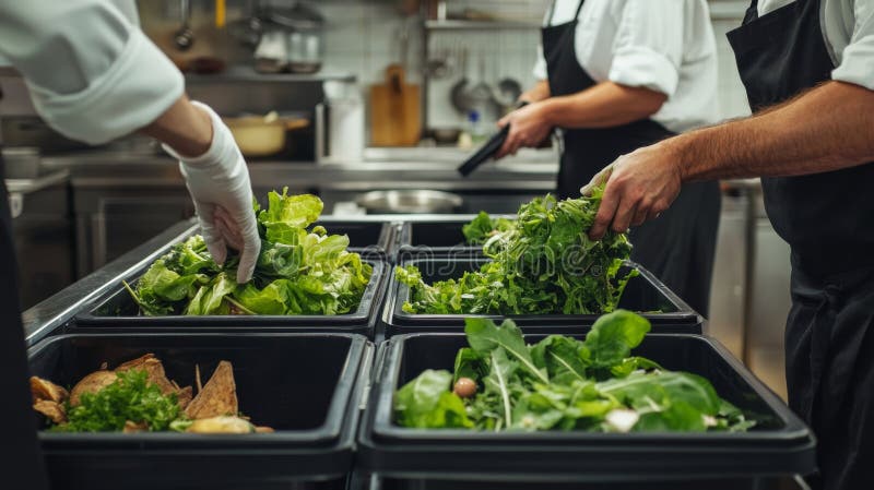 Chefs Sorting Fresh Ingredients in Modern Restaurant Kitchen Stock ...