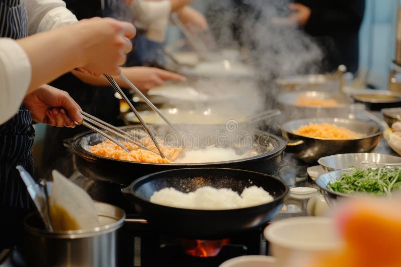 Chefs in White Uniforms Working Together in a Busy Kitchen Culinary ...