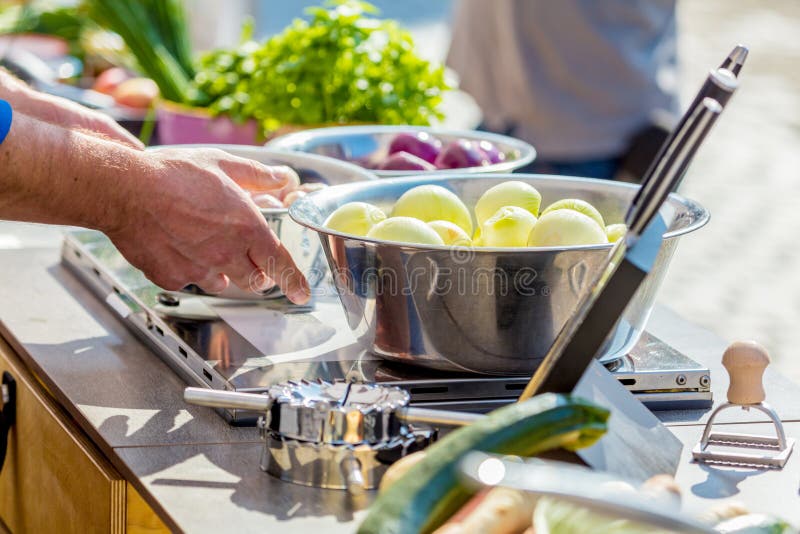 Chefs at Work in a Restaurant Kitchen Making Delicious Food Stock Photo ...