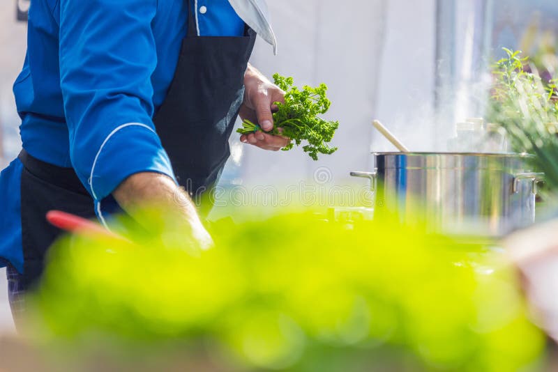 Chefs at Work in a Restaurant Kitchen Making Delicious Food Stock Image ...