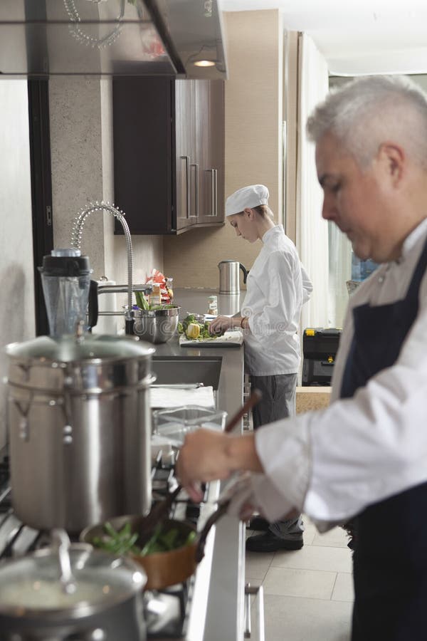 Chefs Working in Commercial Kitchen Stock Image - Image of occupation ...
