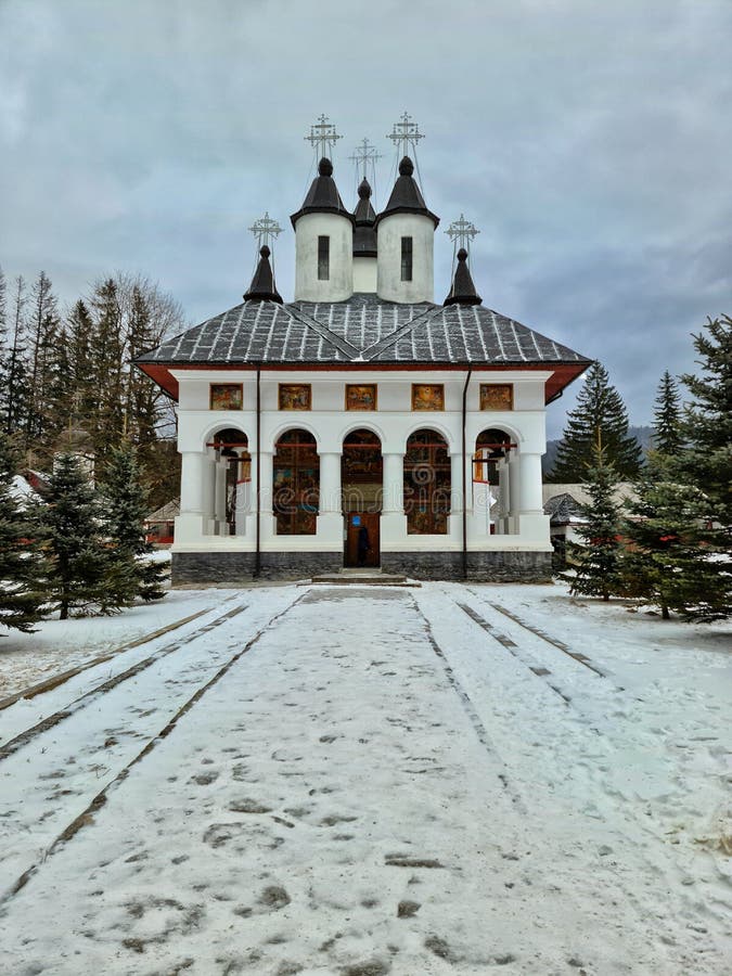 Cheia Monastery in Wintertime Stock Image - Image of building, snow ...