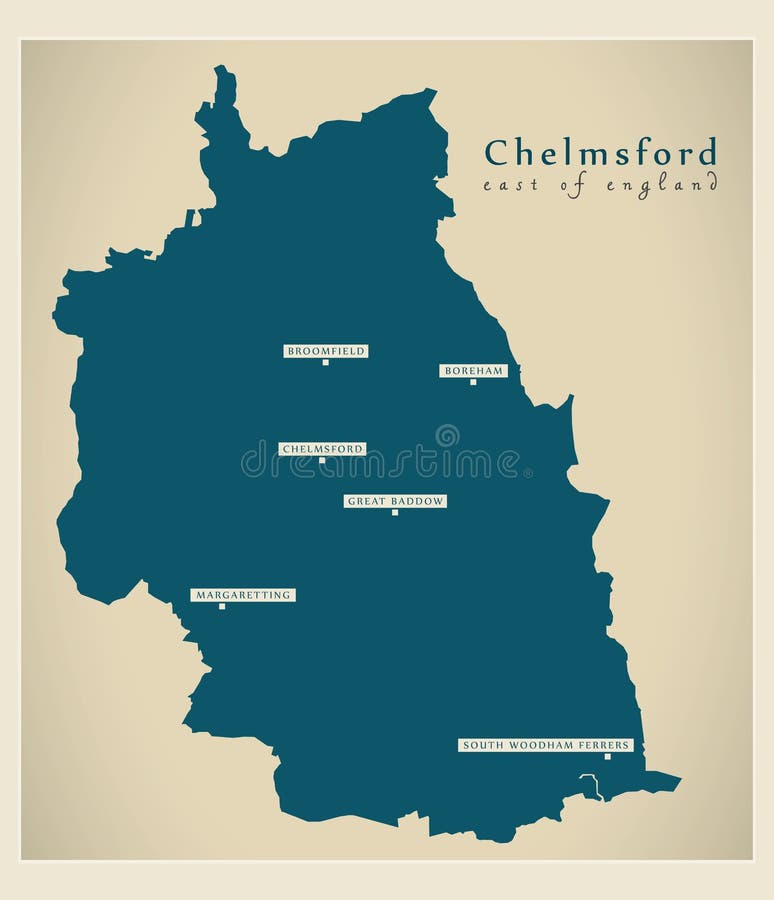 Chelmsford District Map - England UK Stock Vector - Illustration of ...