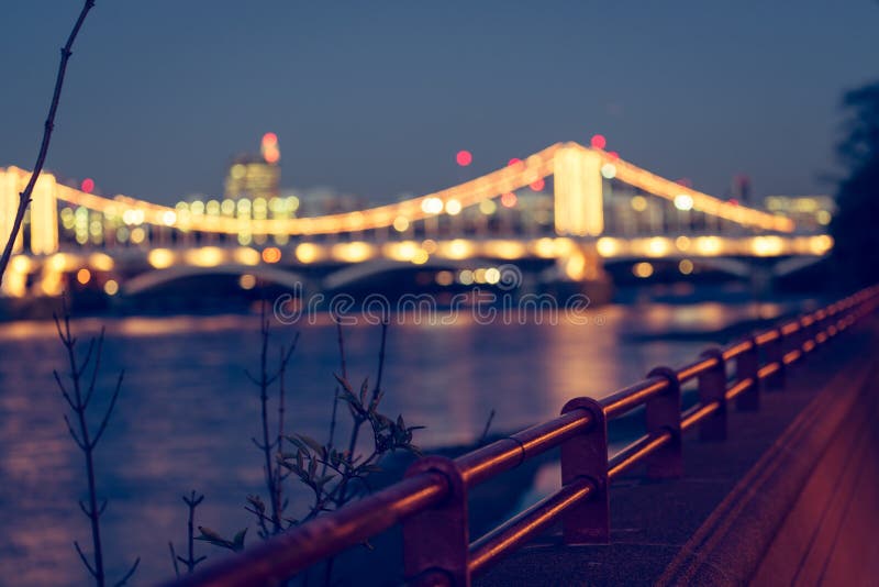Chelsea bridge night faded stock photo. Image of illuminated - 62683264