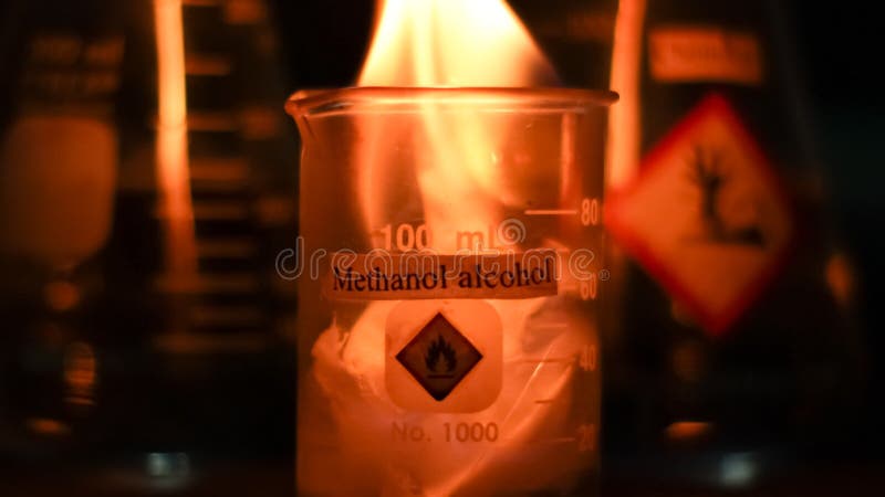 Chemical Alcohol Fire in the Lab Stock Photo - Image of environment ...