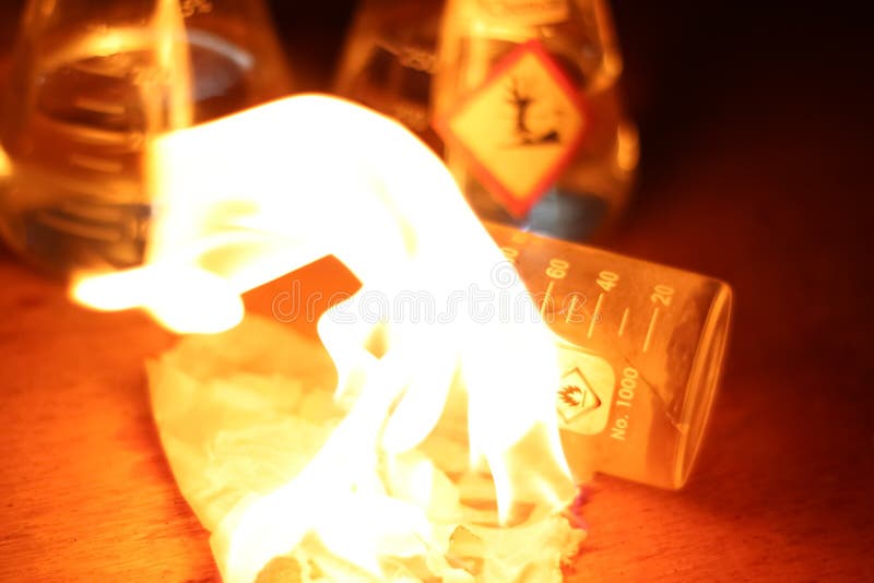 Chemical Alcohol Fire in the Lab Stock Image - Image of broken, glass ...