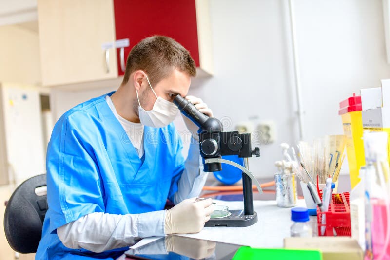Chemical Analyst Working on Examination of Samples Stock Image - Image ...