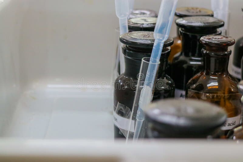 The Chemical Bottle in Laboratory Stock Image - Image of fluid, scinces ...