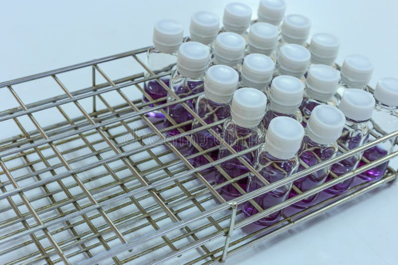 Chemical Bottle in Steel Rack Stock Image - Image of small, white: 75883009