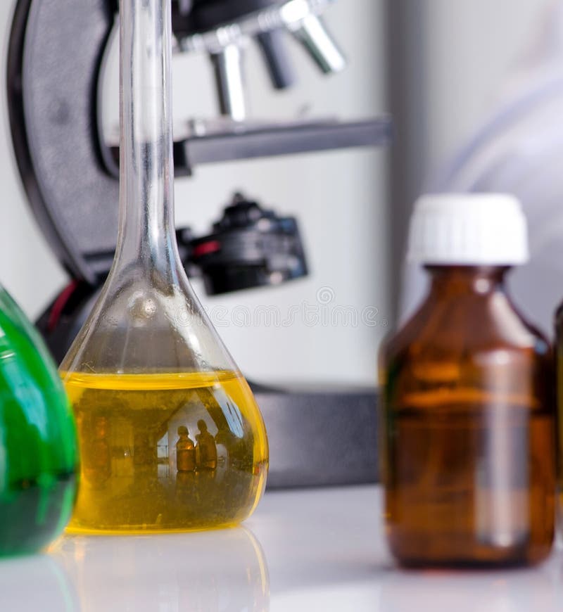 Chemical Bottles in the Lab Stock Photo - Image of instrument ...