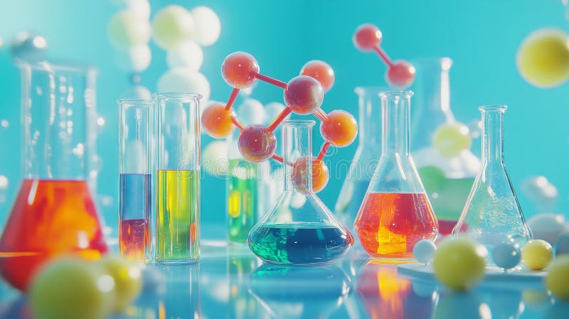 Chemical Compound Floating Over Laboratory Glassware Filled with ...