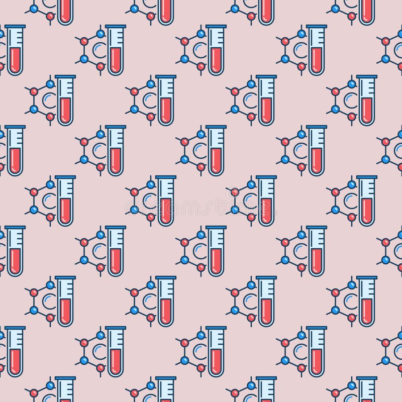 Chemical Compound with Test Tube Linear Vector Creative Seamless ...